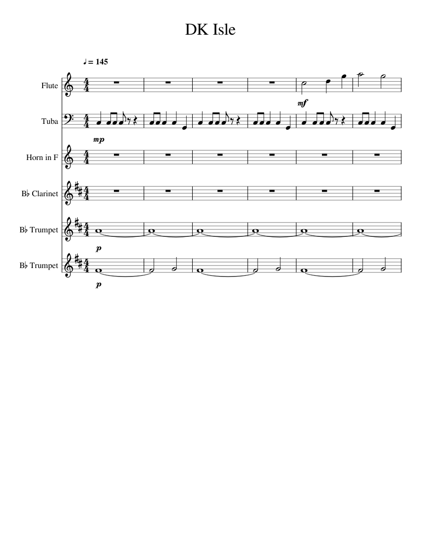 DK Isle Sheet music for Piano, Flute, Clarinet, Tuba | Download free in ...