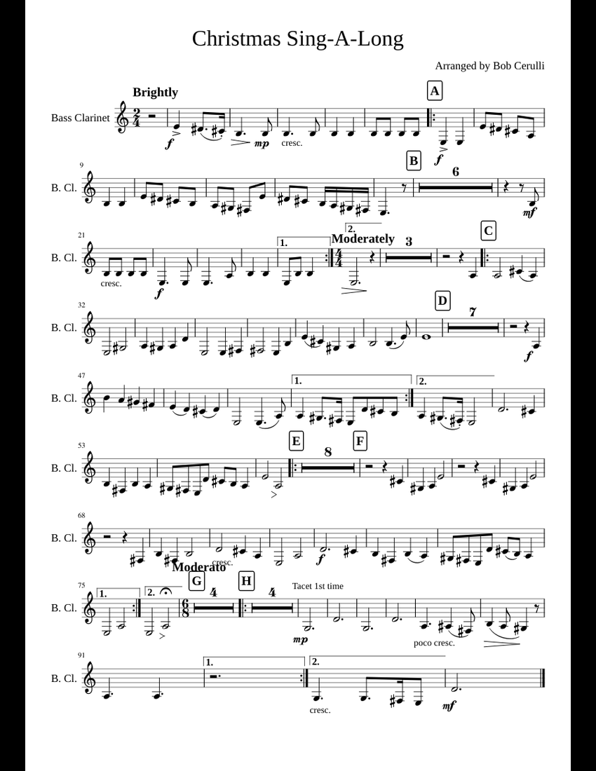 Christmas Sing A Long sheet music for Clarinet download free in PDF or MIDI