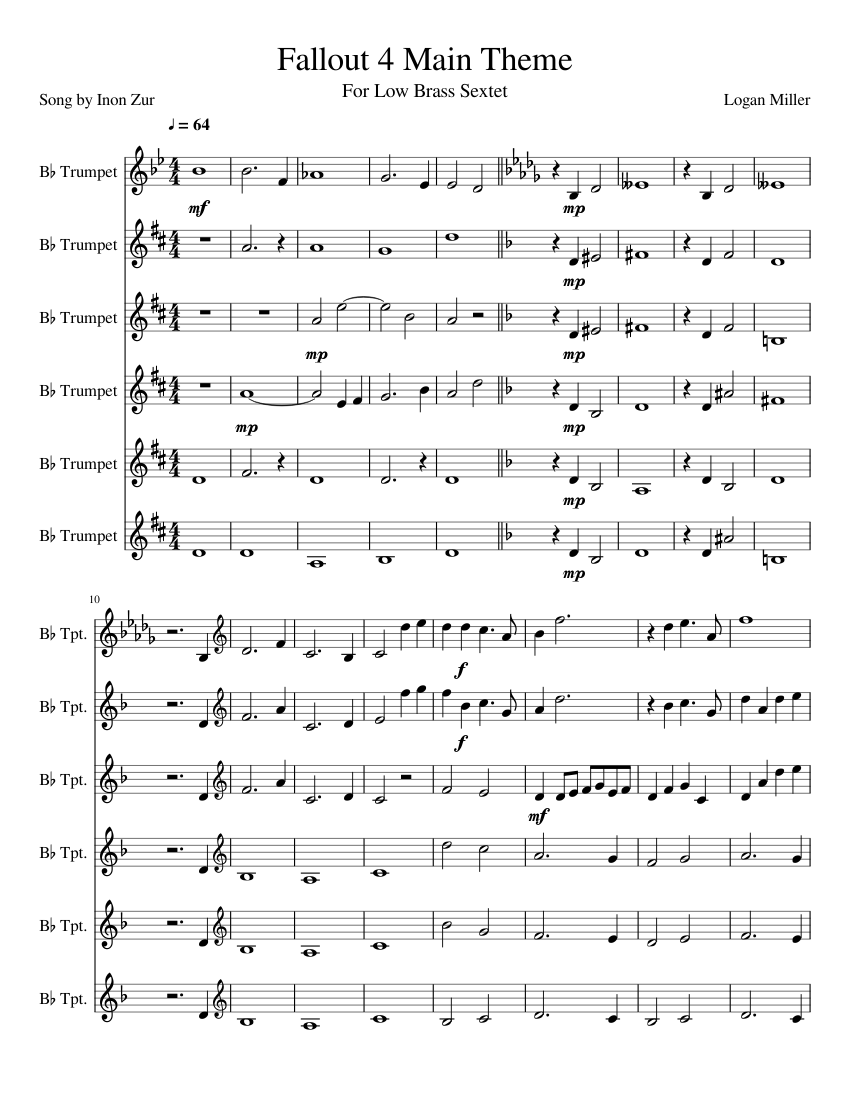 Fallout 4 Main Theme Sheet music for Trumpet (In B Flat) (Brass ...