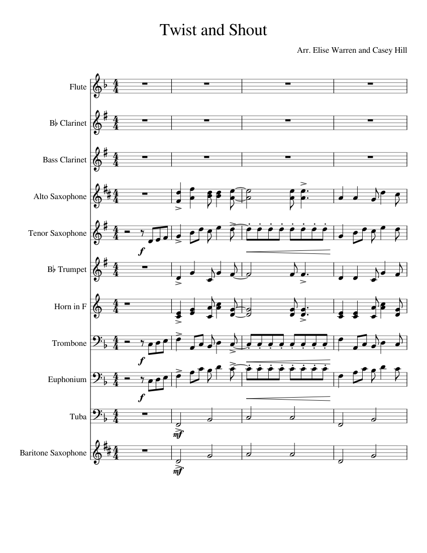 Twist and Shout Sheet music for Trumpet (In B Flat), Trombone, Flute, Clarinet (In B Flat ...