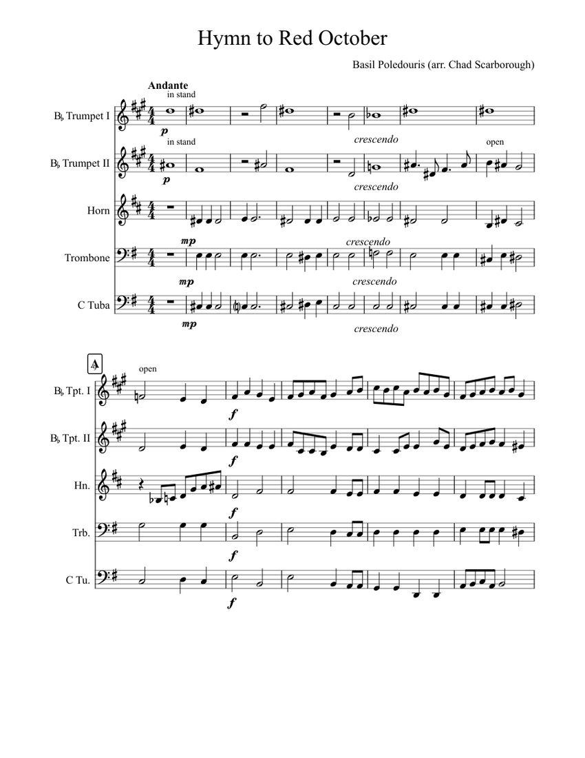Hymn to Red October Sheet music for Trumpet, French Horn, Trombone ...