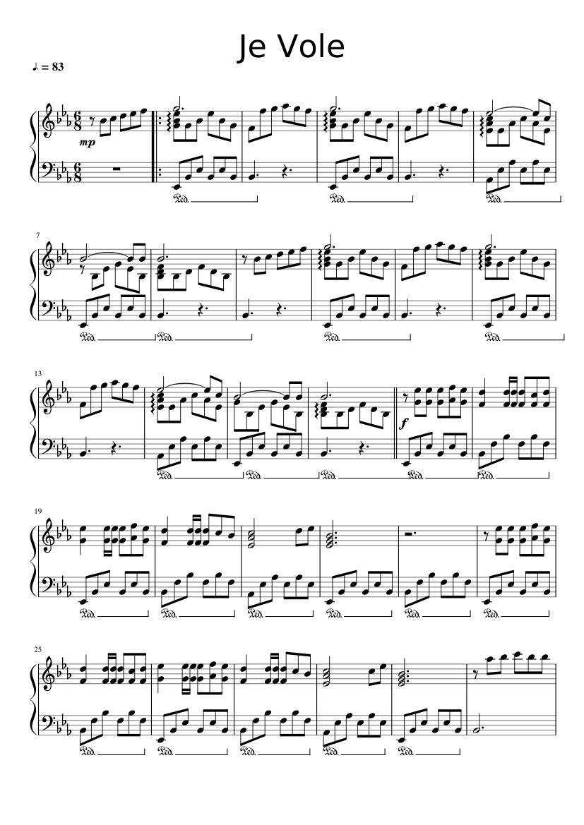 Je vole sheet music for Piano download free in PDF or MIDI
