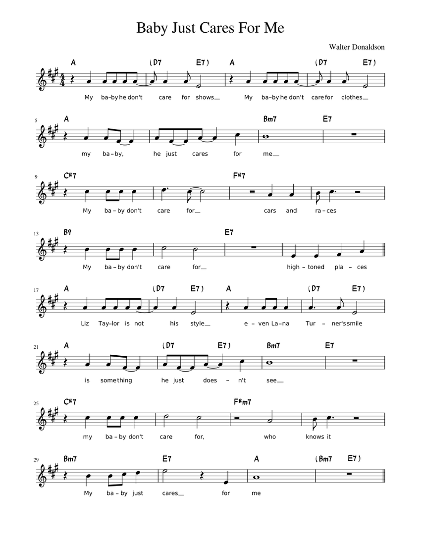 My Baby Just Cares For Me Sheet music for Piano (Solo) | Musescore.com