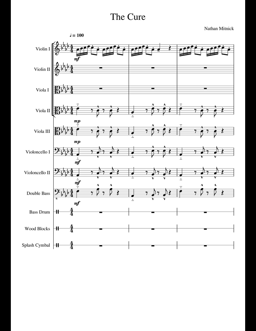 The Cure sheet music for Violin, Viola, Cello, Contrabass download free ...