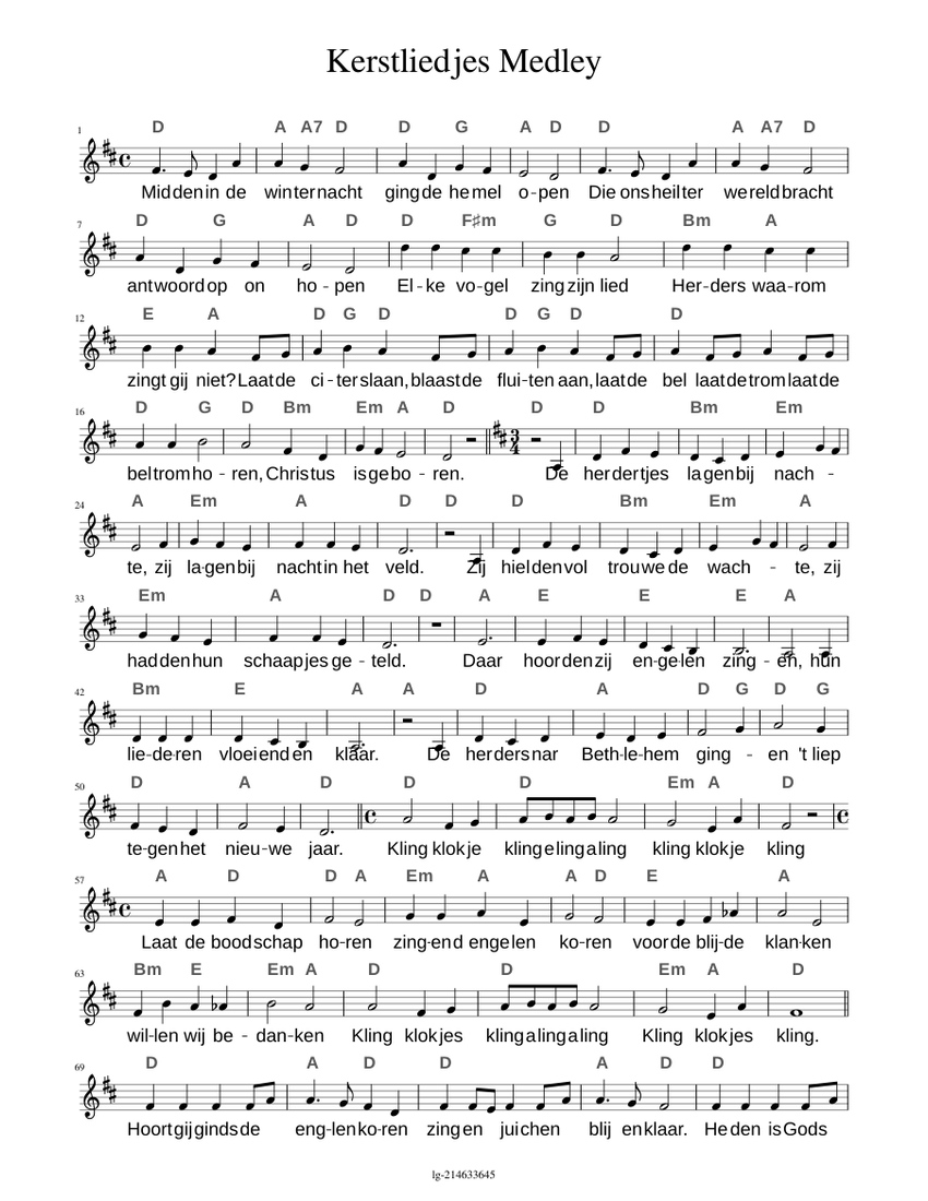 Kerstliedjes Medley Sheet music for Voice | Download free in PDF or ...