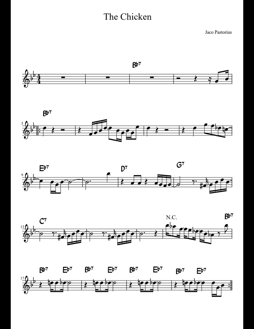 The Chicken sheet music for Alto Saxophone download free in PDF or MIDI