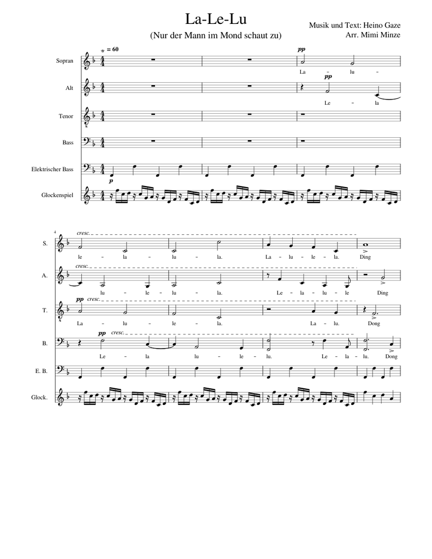 La Le Lu - Chor und Ensemble Sheet music for Piano, Drum Group ...