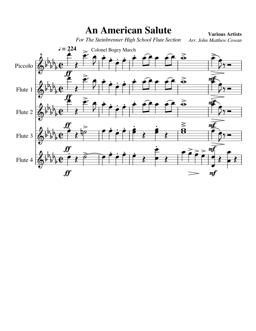 An American Salute [Complete] Sheet music for Flute, Piccolo | Download ...