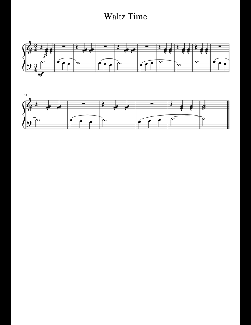 Waltz Time sheet music for Piano download free in PDF or MIDI