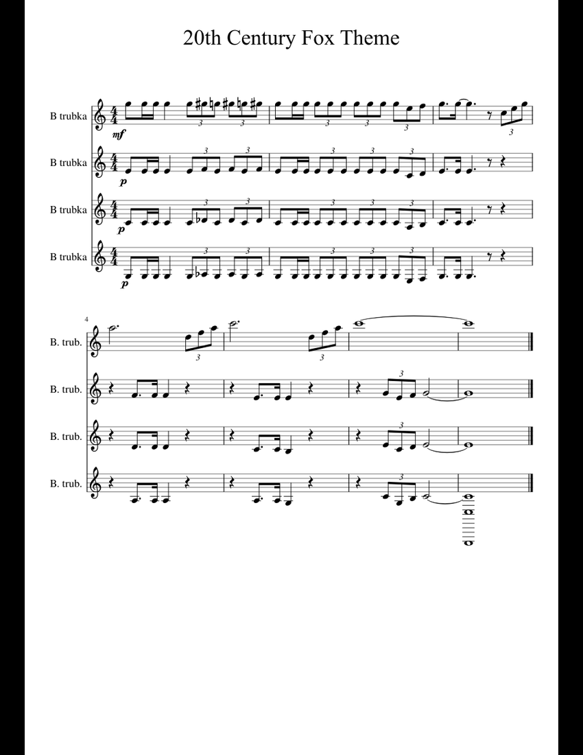 20th Century Fox Theme sheet music download free in PDF or MIDI