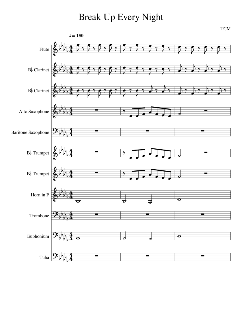 Break Up Every Night For Pep Band (WORK IN PROGRESS) Sheet music for ...