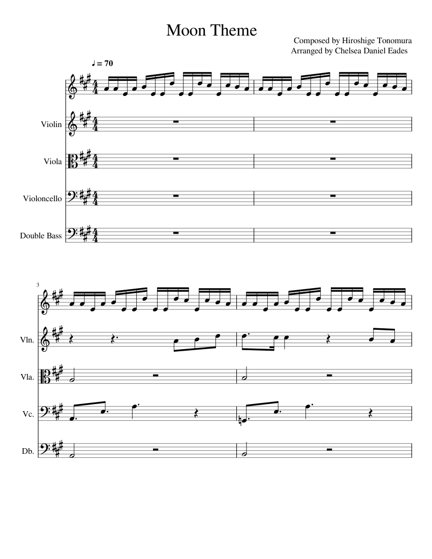 "Moon Theme - Ducktales NES" (String Quartet) sheet music for Piano ...
