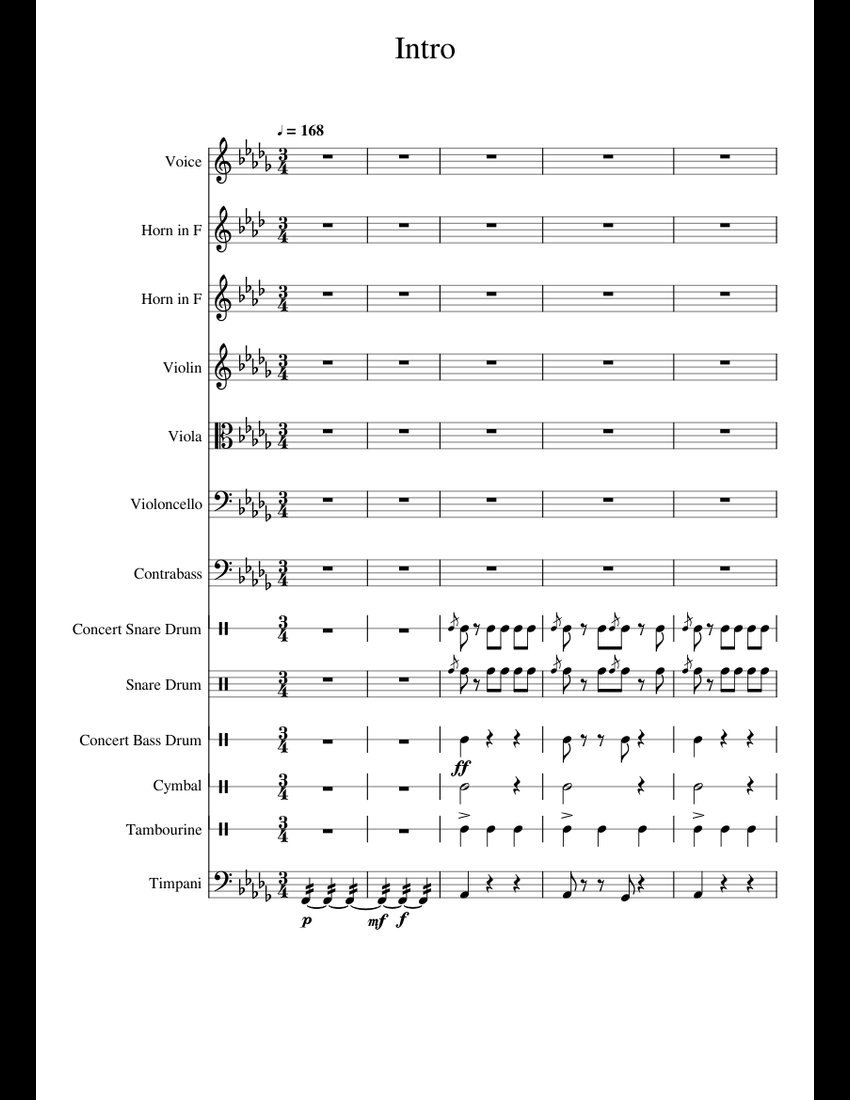 intro_project_lorax sheet music for Violin, Voice, French Horn, Viola ...