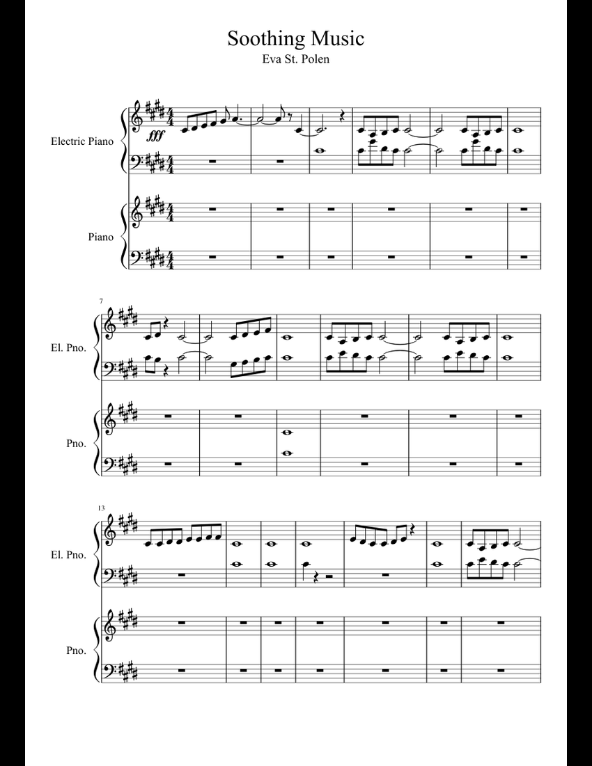 Soothing Music sheet music for Piano download free in PDF or MIDI