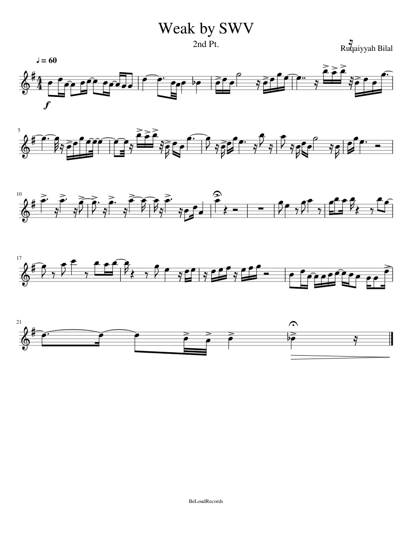 Weak-2ND sheet music for Piano download free in PDF or MIDI