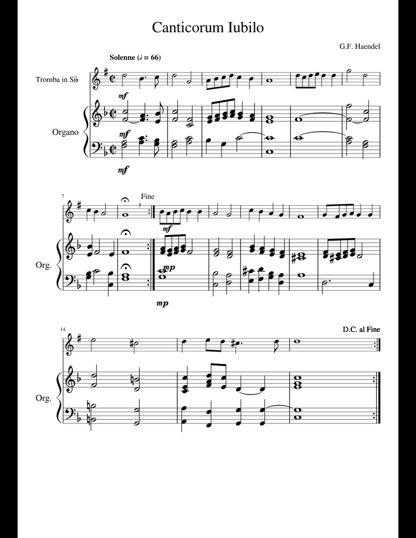 Canticorum iubilo sheet music for Trumpet, Organ download free in PDF ...