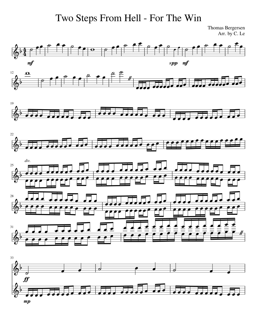 Two Steps From Hell - For the Win Sheet music for Violin (Solo) | Musescore.com
