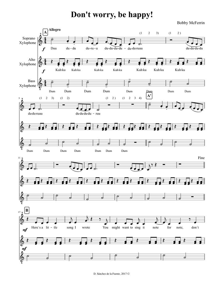 Don't worry, be happy! Sheet music for Percussion | Download free in ...