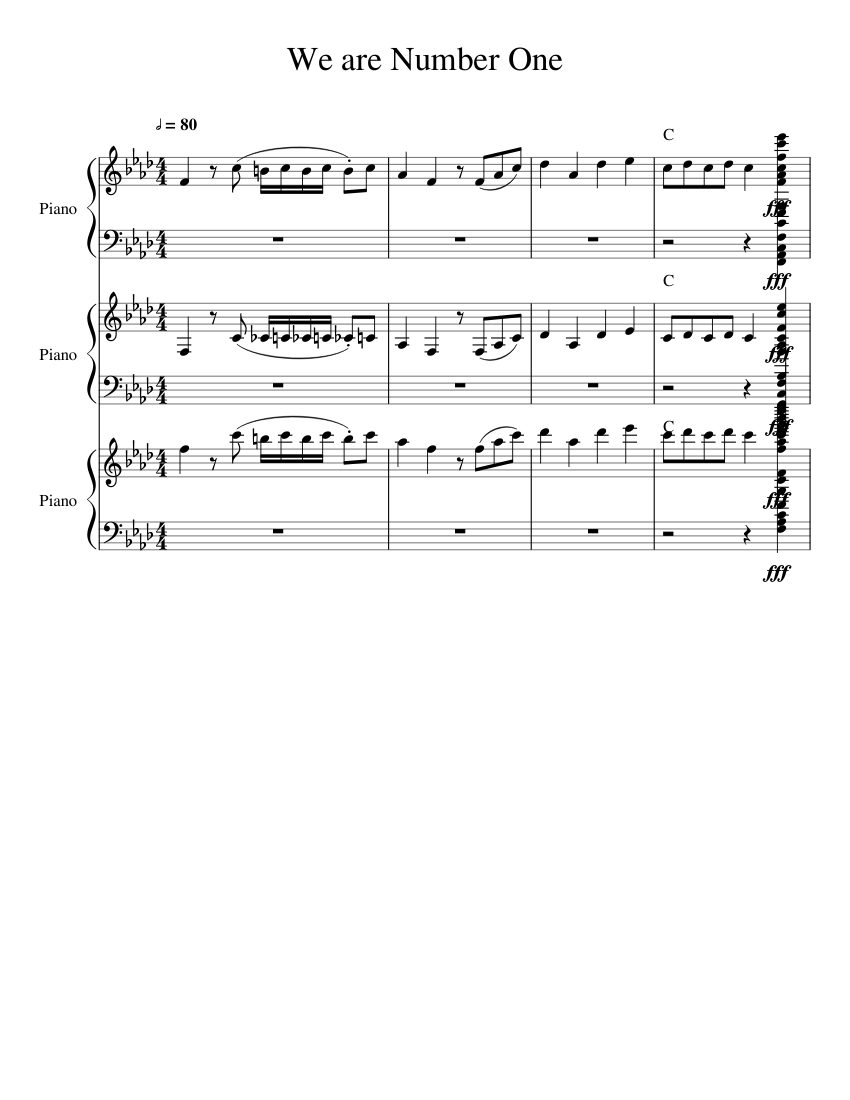 We are Number One (PIANO) Sheet music for Piano (Mixed Trio ...