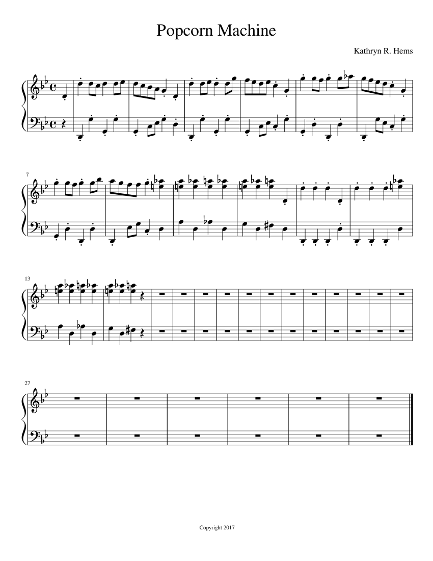 Popcorn Machine sheet music for Piano download free in PDF or MIDI