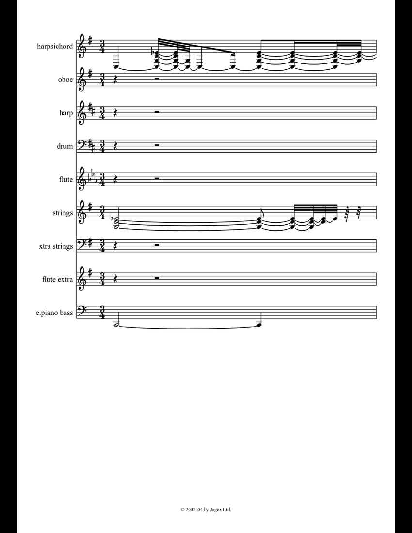 Medieval sheet music for Flute, Piano, Harpsichord, English Horn ...