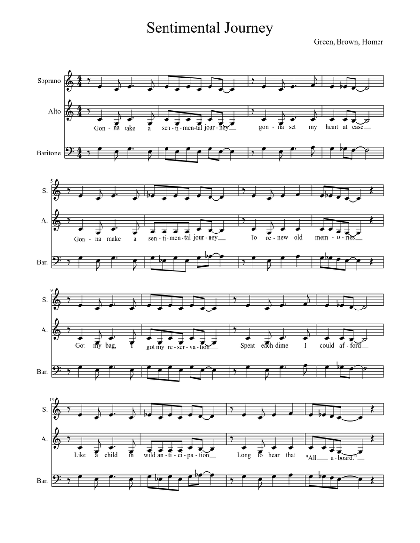 Sentimental Journey Sheet music | Musescore.com