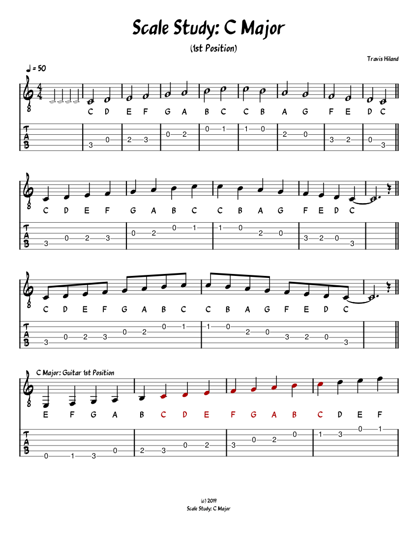 Scale Study: C Major Sheet music for Guitar | Download free in PDF or ...