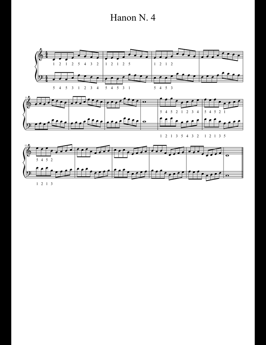 Hanon N. 4 sheet music for Piano download free in PDF or MIDI