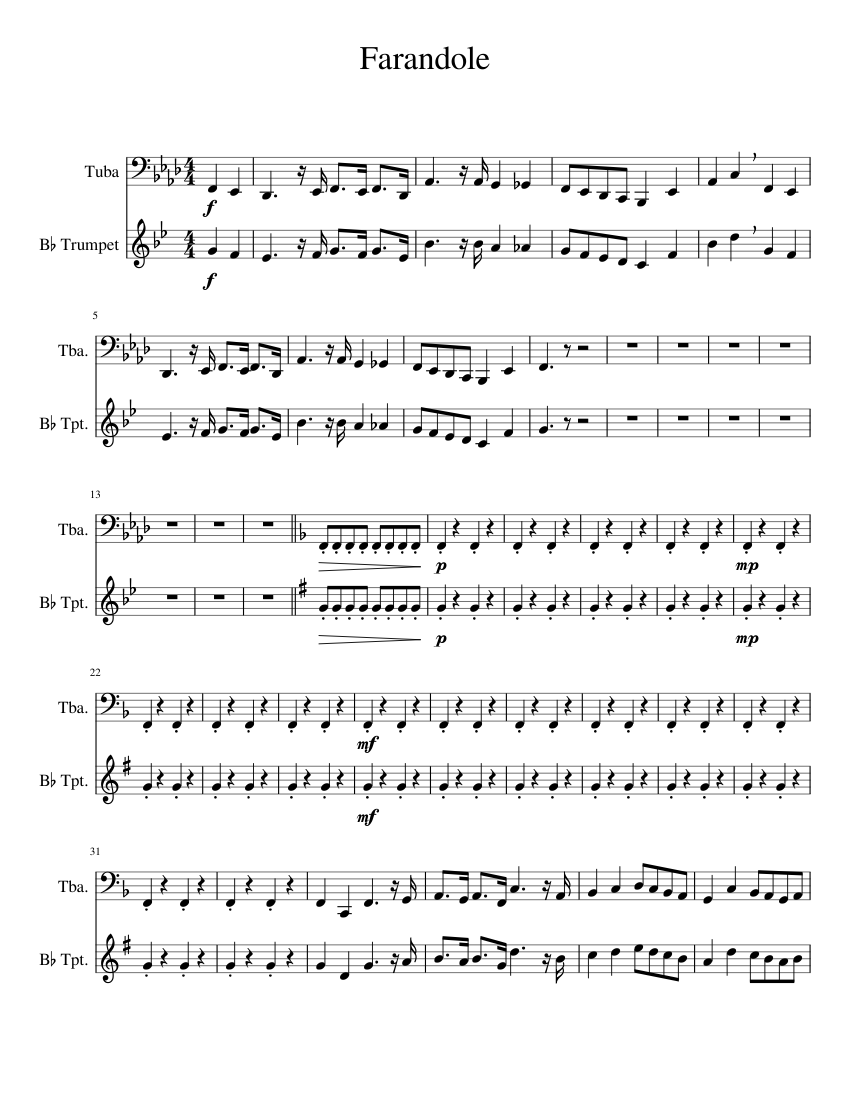 Farandole - Tuba Treble Clef Part Sheet music for Tuba, Trumpet ...