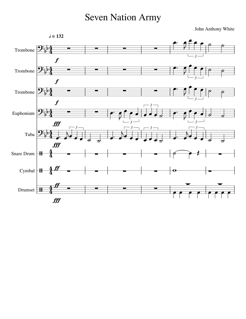 Seven Nation Army Sheet music for Trombone, Tuba, Percussion | Download ...