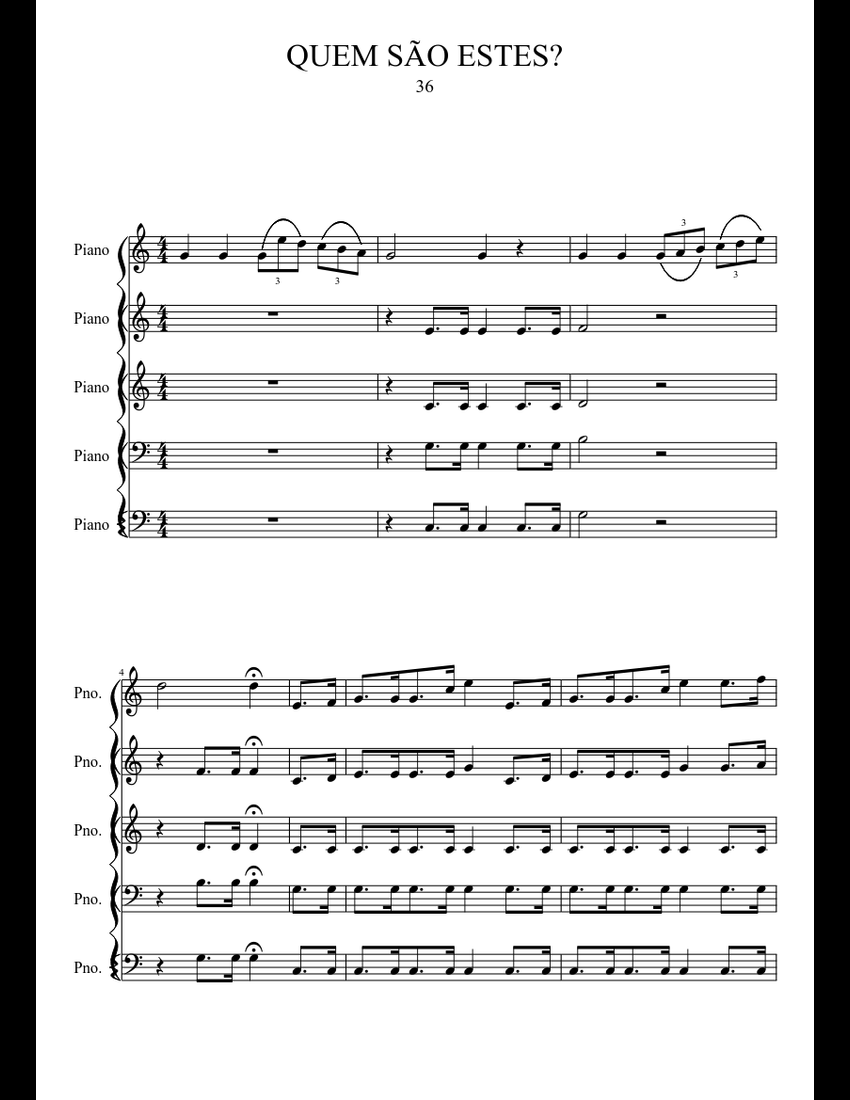 Quem são estes sheet music for Piano download free in PDF or MIDI