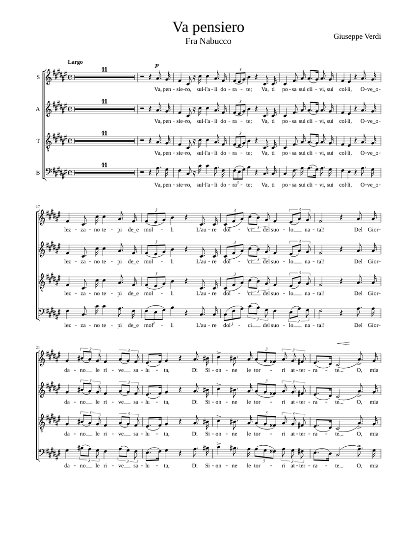 Va pensiero Sheet music | Musescore.com