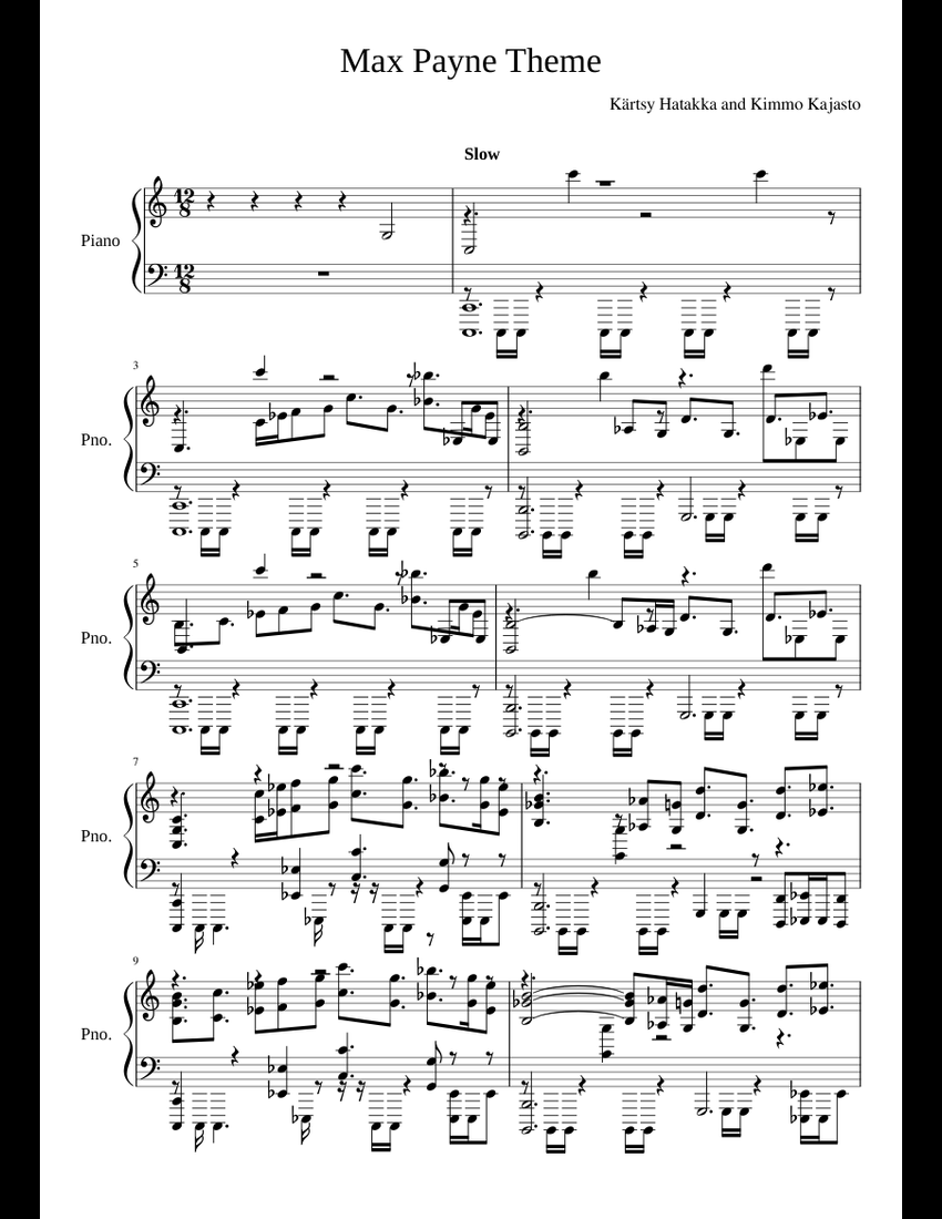 Max Payne Theme sheet music for Piano download free in PDF or MIDI