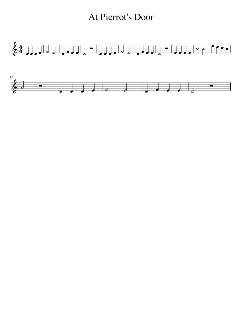 At Pierrot's Door Sheet music for Violin | Download free in PDF or MIDI ...