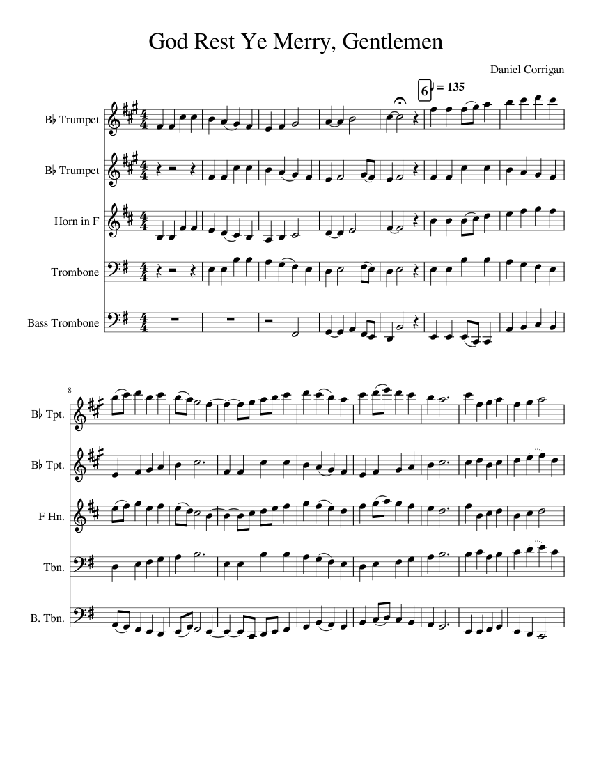 God Rest Ye Merry, Gentlemen Sheet music for Trumpet, French Horn ...