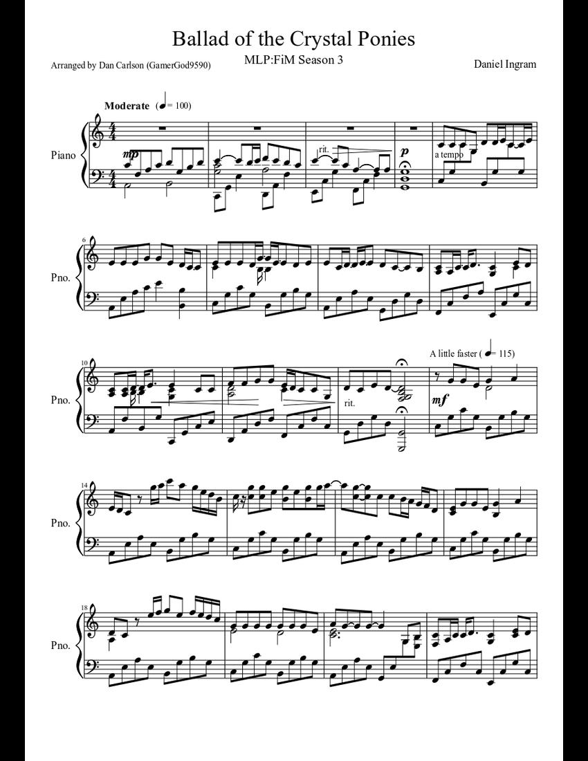 Ballad of the Crystal Ponies (MLP S3) sheet music download free in PDF ...
