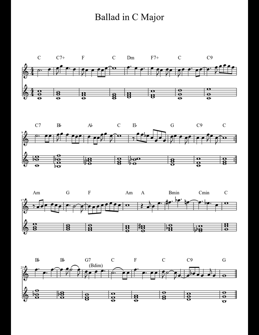 Ballad in C Major sheet music download free in PDF or MIDI