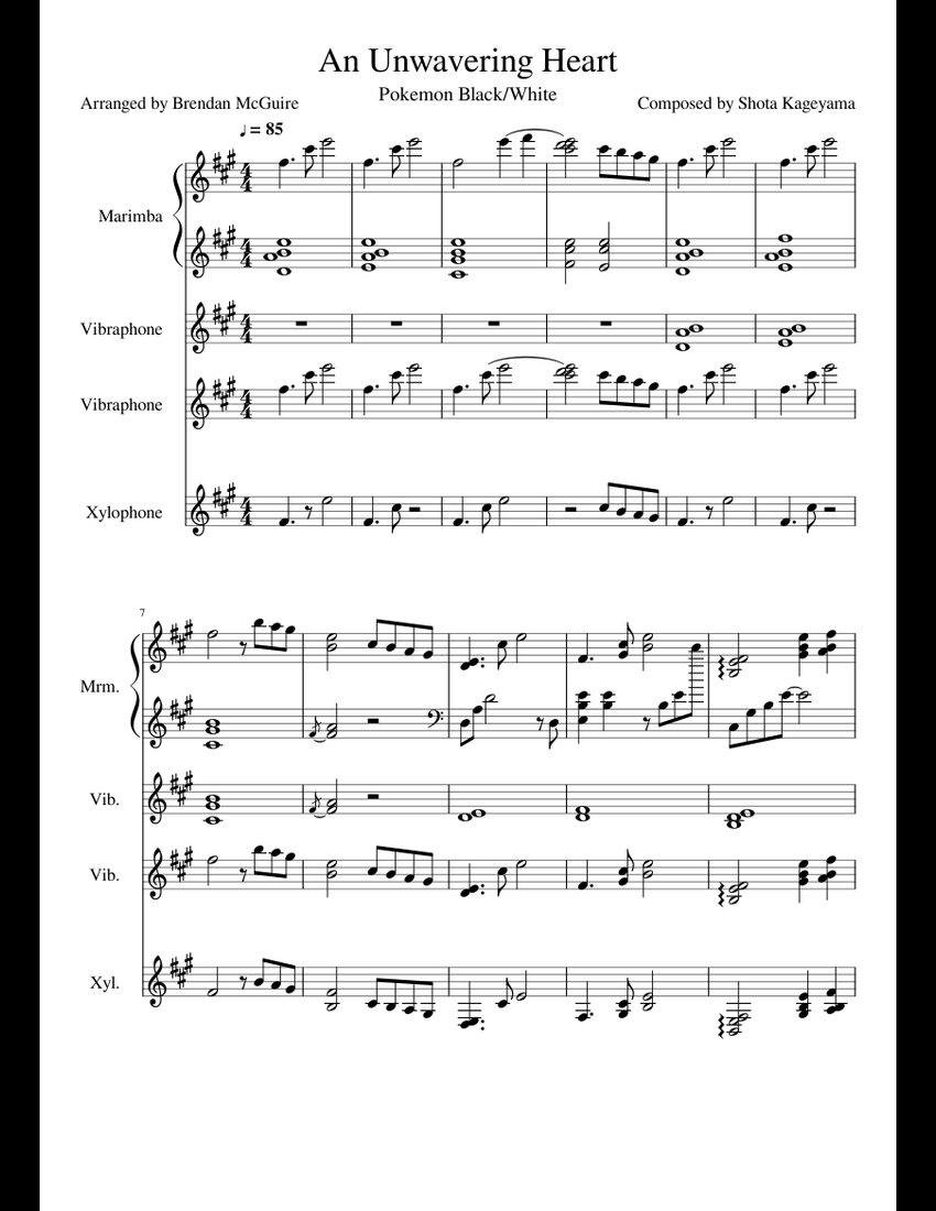 An Unwavering Heart (Pokémon Black/White) sheet music for Percussion ...