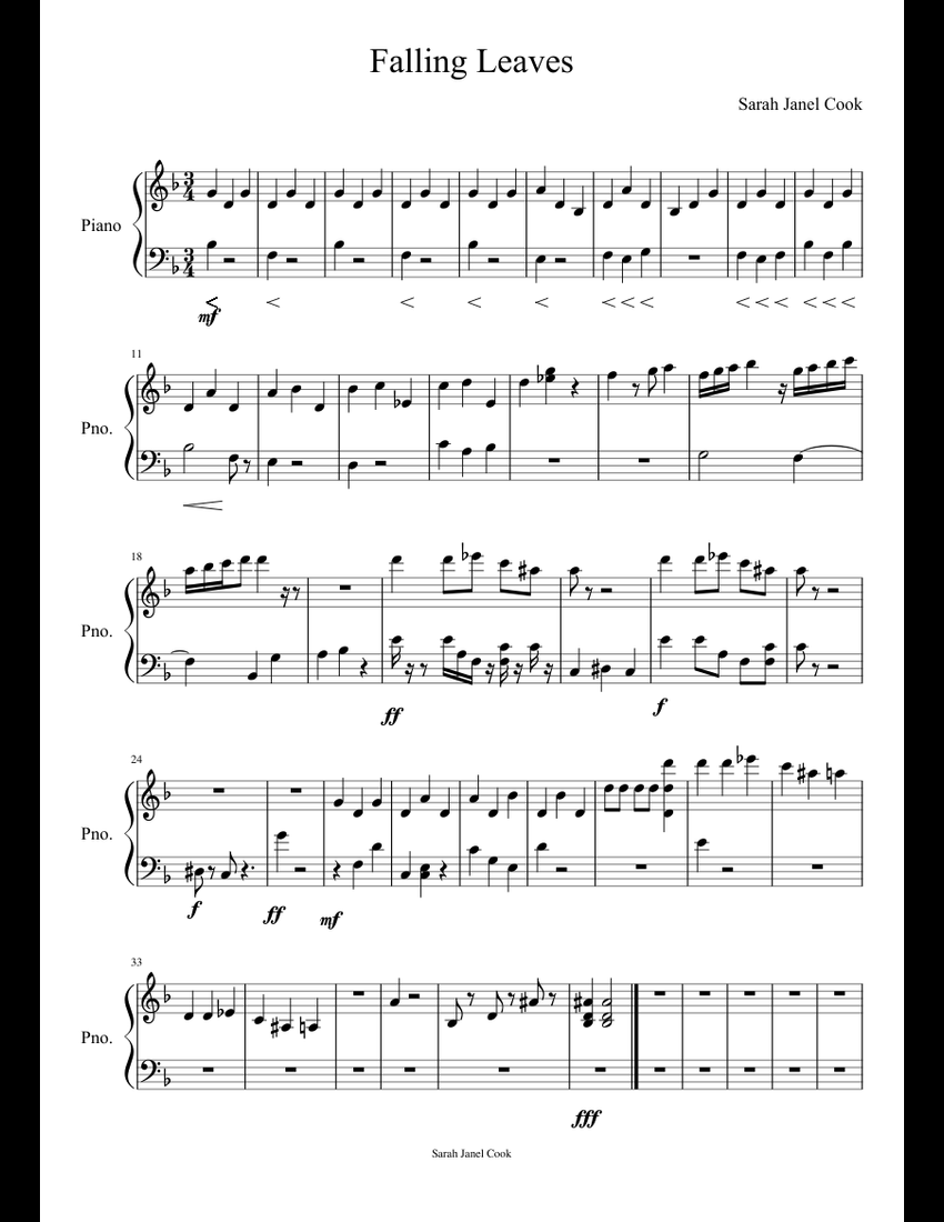 Falling Leaves sheet music for Piano download free in PDF or MIDI