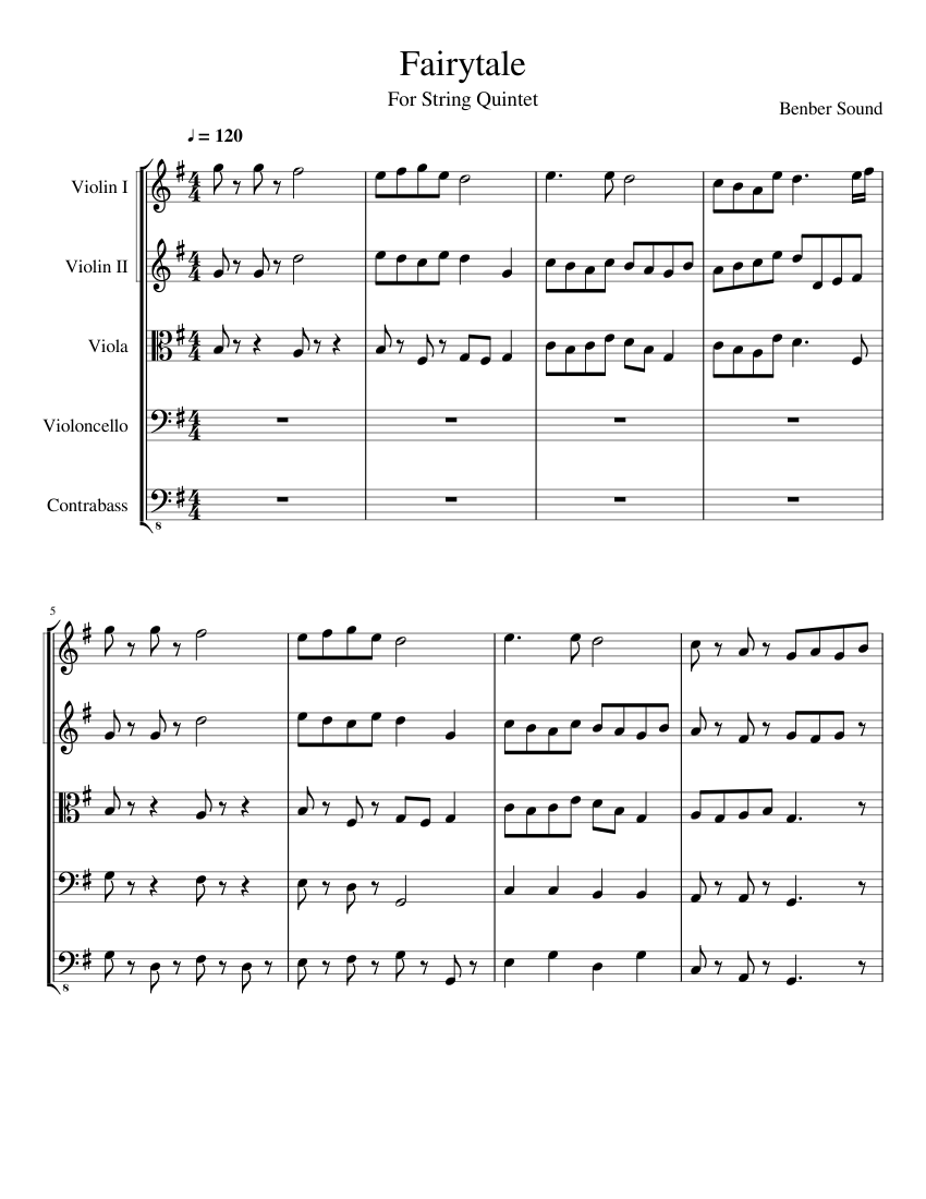 Fairytale Sheet music for Violin, Viola, Cello, Contrabass | Download ...