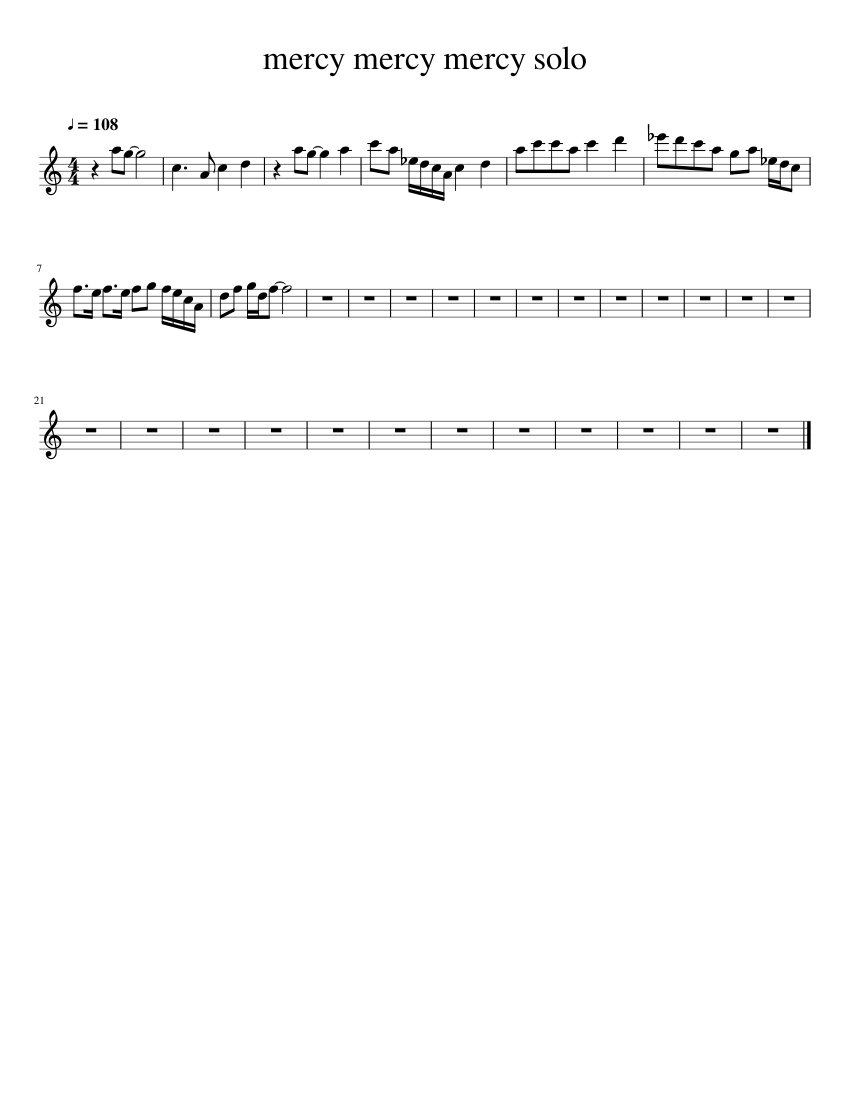 Mercy Mercy Mercy Solo Sheet music for Tenor Saxophone | Download free ...