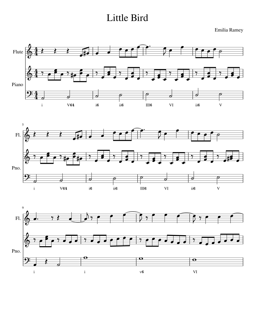 Little Bird Sheet music for Flute, Piano | Download free in PDF or MIDI ...