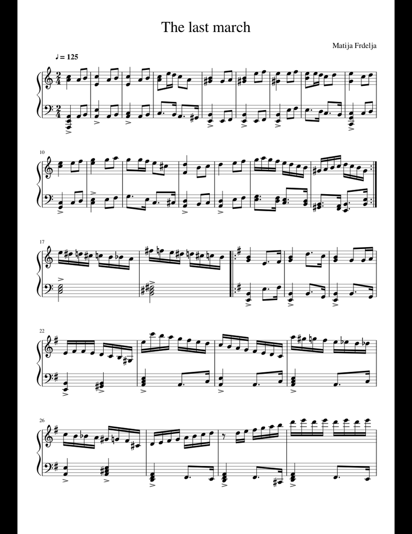 The last march sheet music for Piano download free in PDF or MIDI
