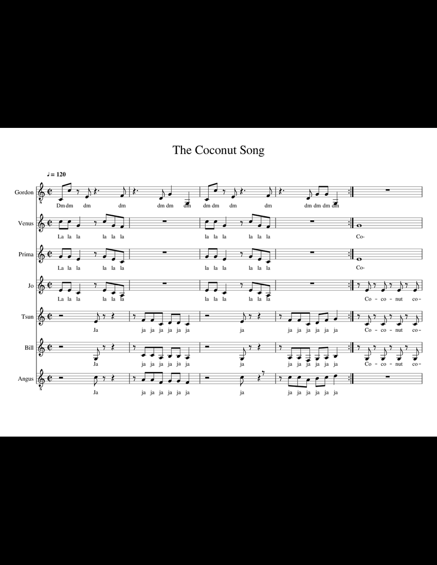 The Coconut Song (rearranged for twomics) sheet music for Voice ...