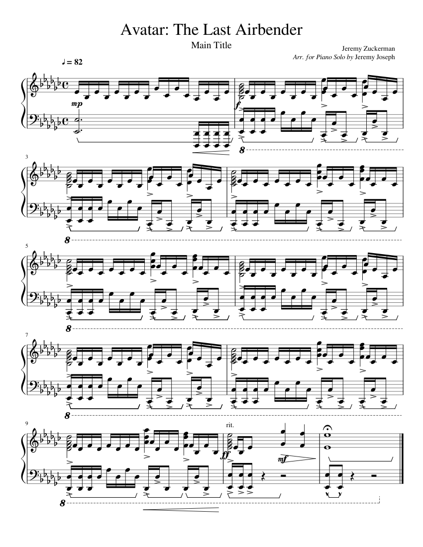 Avatar: The Last Airbender - Main Title Sheet music for Piano | Download free in PDF or MIDI ...