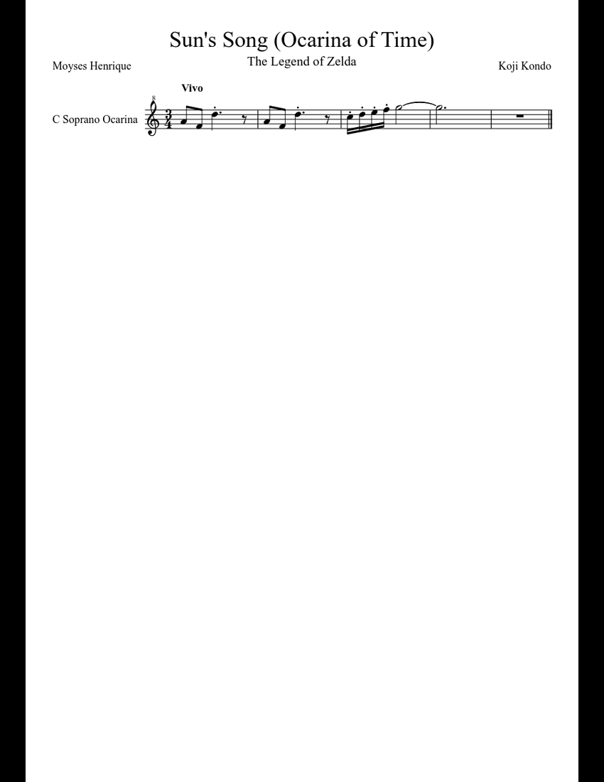 Sun's_Song_(Ocarina_of_Time) sheet music for Other Woodwinds download ...
