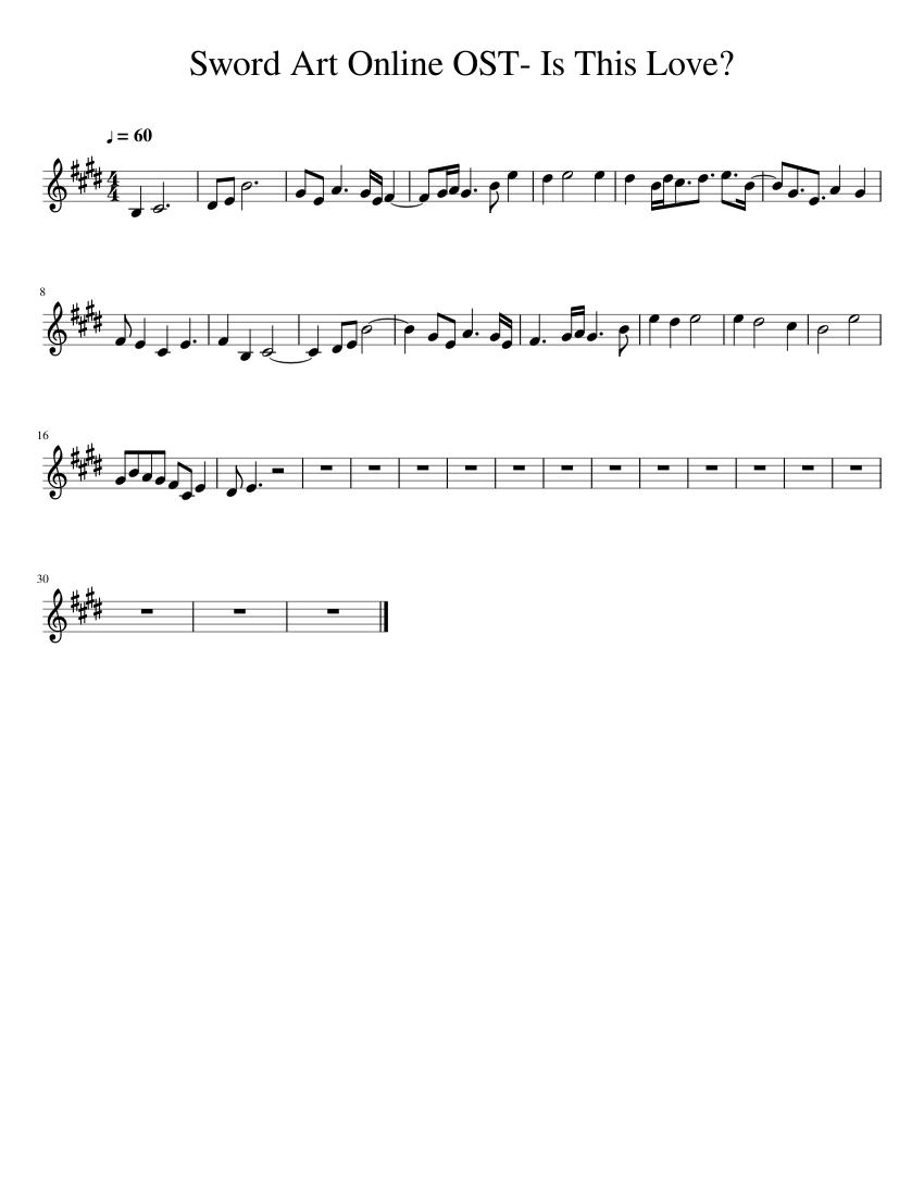 Sword Art Online OST- Is This Love? (violin) sheet music for Violin ...
