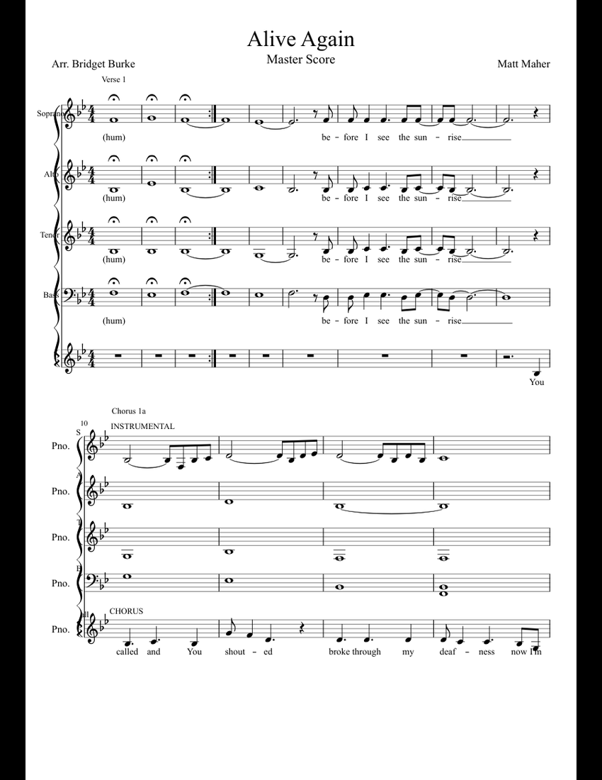 Alive Again sheet music for Piano download free in PDF or MIDI