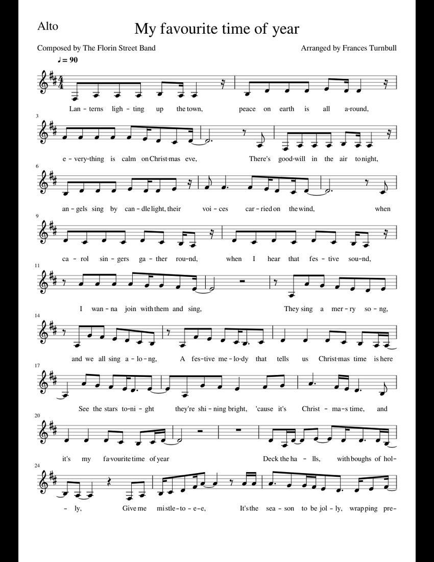 My favourite time of year all parts Alto sheet music for Voice download ...