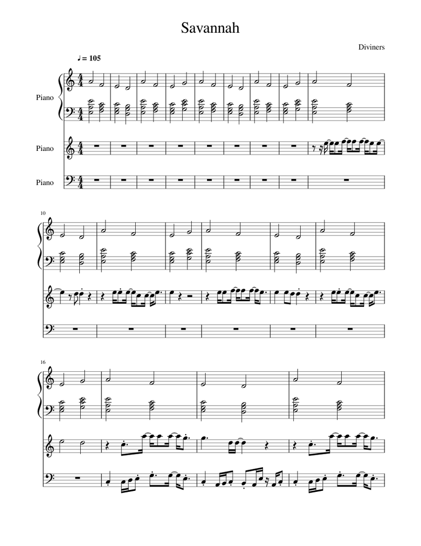 Savannah by Diviners [NCS] Sheet music for Piano | Download free in PDF ...